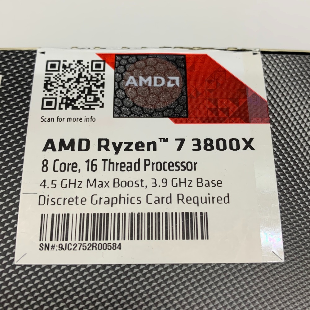 Pre-owned AMD Ryzen 7 3800X CPU With Wraith Cooler, AM4, 3.9GHz (4.5 ...